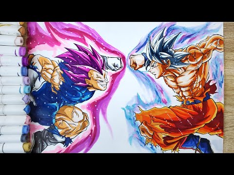 Drawing Goku Mastered Ultra instinct Vs Vegeta Ultra Ego 🔥[ Dragonball ]