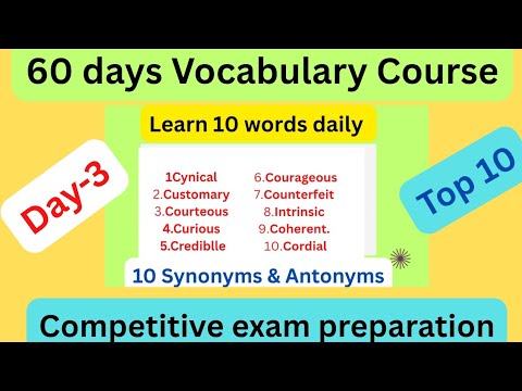 Learn 10 words everyday ।10 Synonyms & Antonyms । English Vocabulary for competitive exams