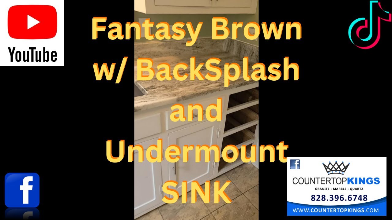Fantasy Brown w/BackSplash & Undermount Sink @FOUCHFABS #granite #kitchencountertops #sink #quartz