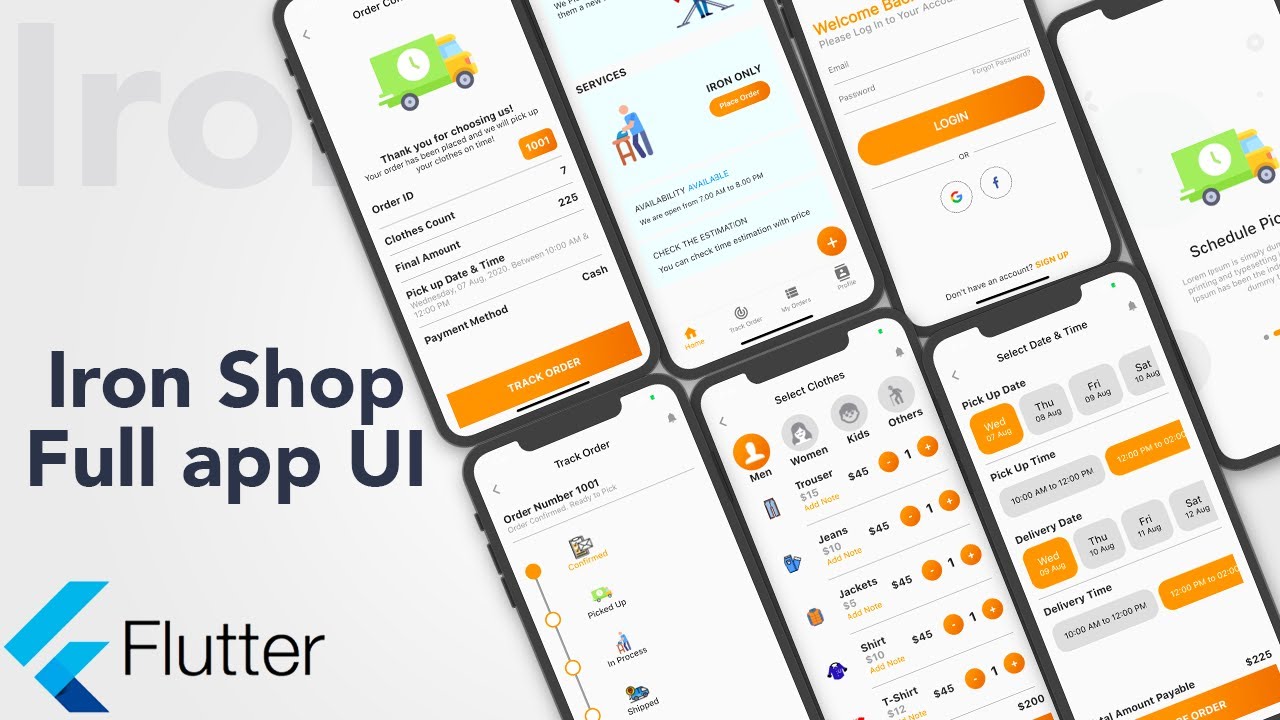 Flutter tutorial Iron shop App | Flutter ui speed code | flutter tutorial | laundry app UI