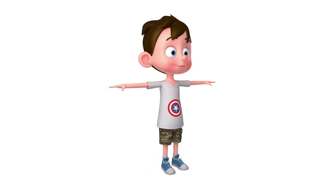 3D Cartoon Boy Rigged Model Turntable
