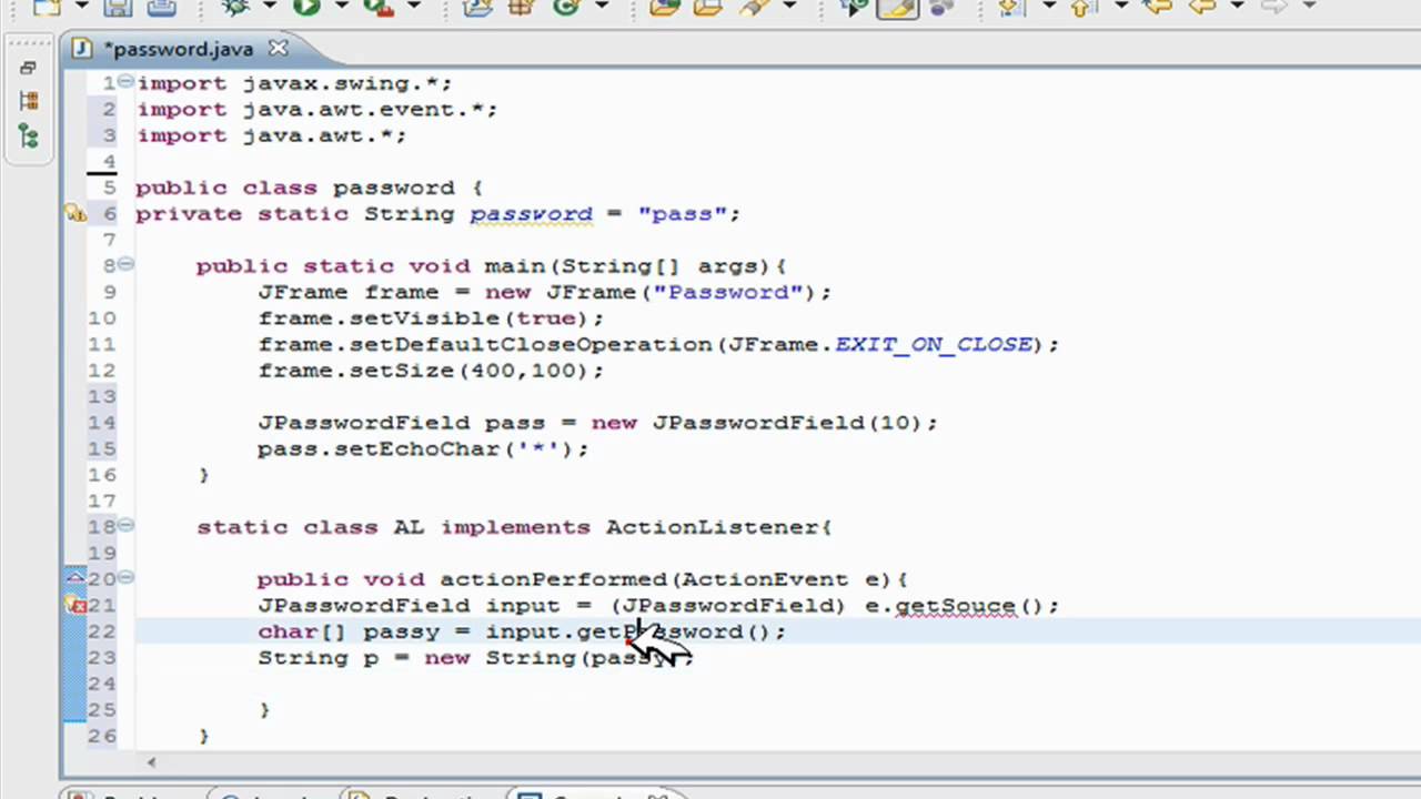 Java Swing/GUI Tutorial: Create a Password Field- Password Protecting Program