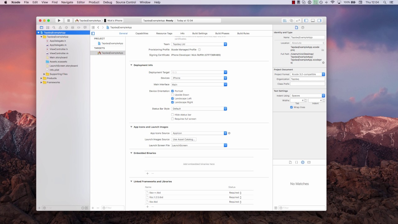 iOS SDK - Objective-C - Step 1.A Link Libraries