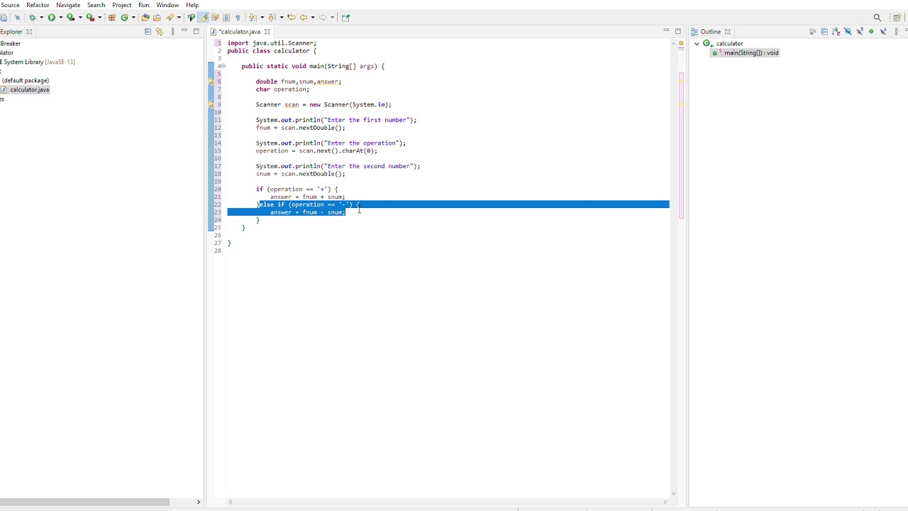 simple java calculator program using methods without GUI