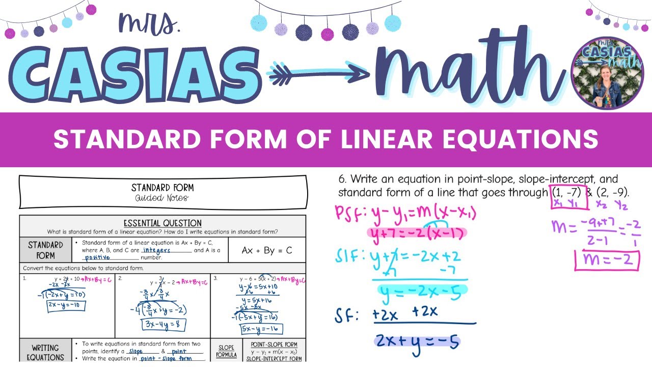 Standard Form of Linear Equations | Algebra 1 Lesson
