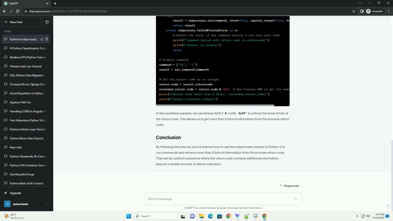 Python3 subprocess get more than 8 bits of process return code