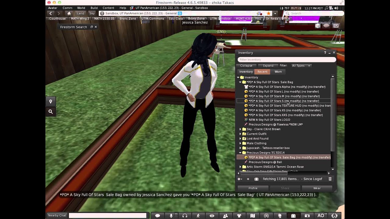 Unpacking clothing items from inventory- Second LIfe