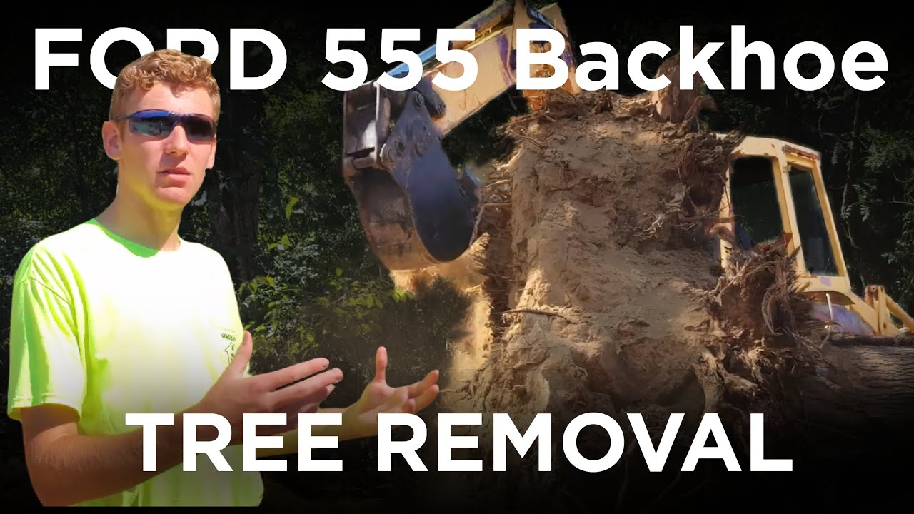 Ford Backhoe vs HUGE Tree