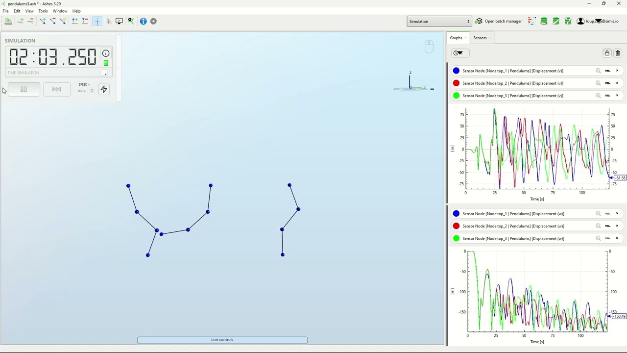 Chaotic systems: triple pendulum with Ashes - wind turbine simulation software
