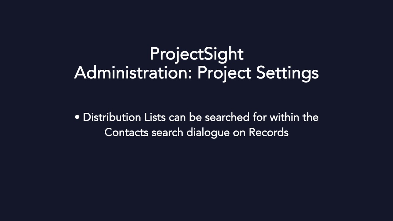 ProjectSight - Project Settings