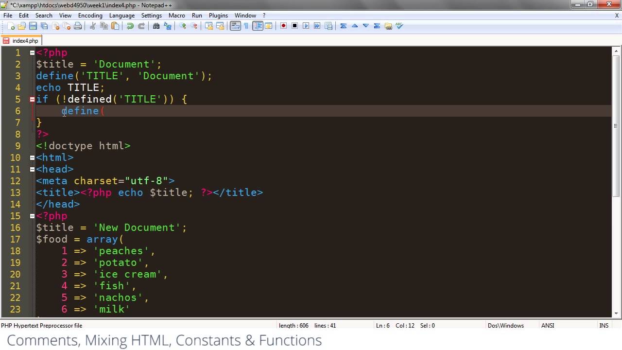 4 - PHP Basics -  Mixing HTML   Constants   Functions