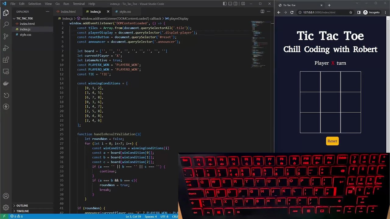 ASMR Programming - Coding a Tic Tac Toe In HTML CSS JAVASCRIPT - No Talking