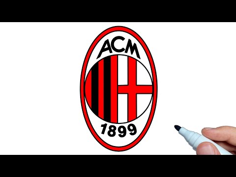 How to draw AC Milan logo step by step | Drawing football club A.C. Milan Logo easy