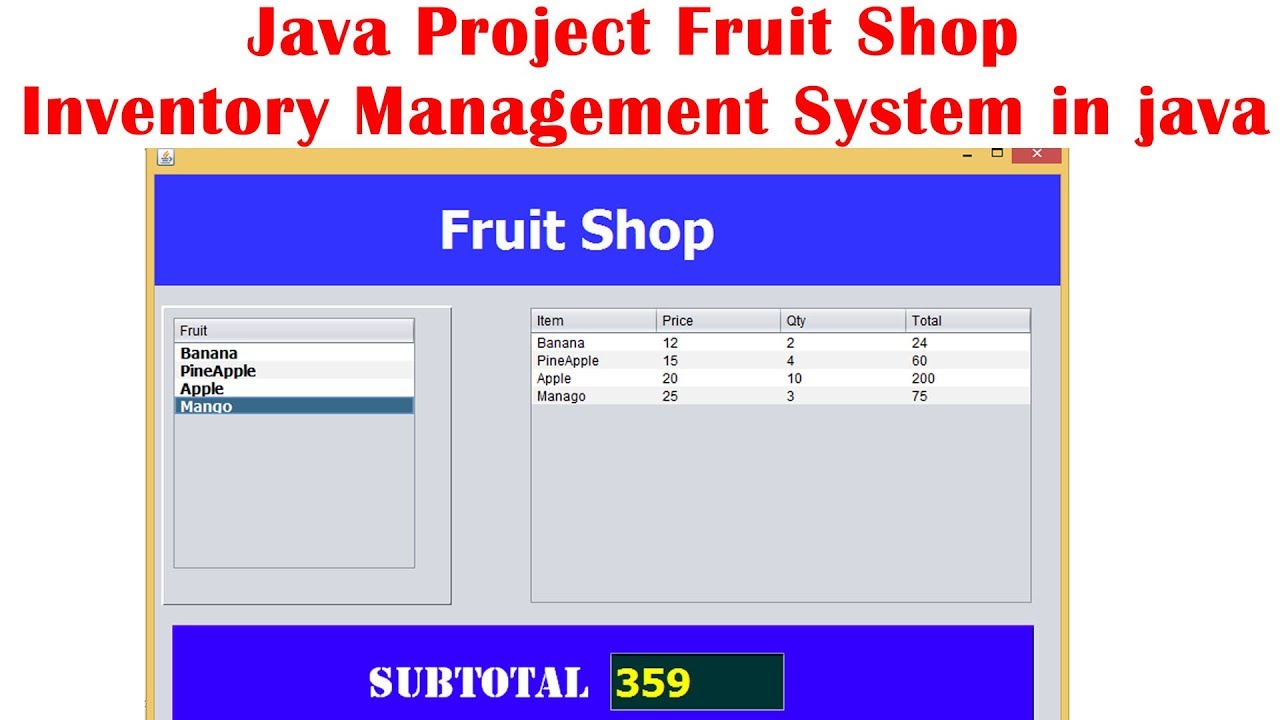 Java Project Fruit Shop  Inventory Management System in java