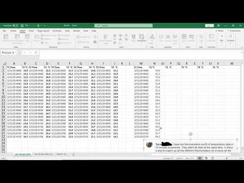 Excel: line up temperature data