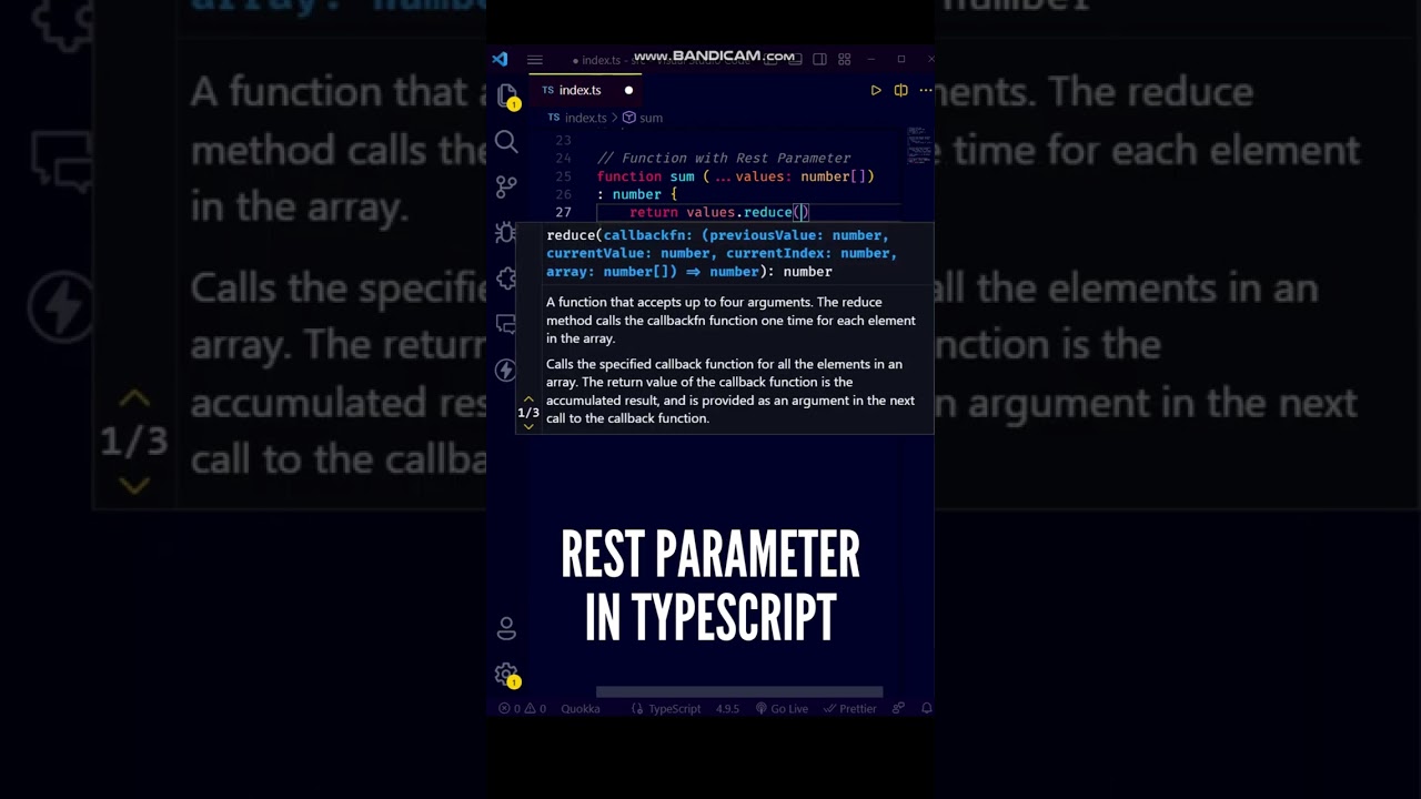 😮😮 TypeScript Function with Rest Parameters! #shorts #javascript #typescript #programming #coding