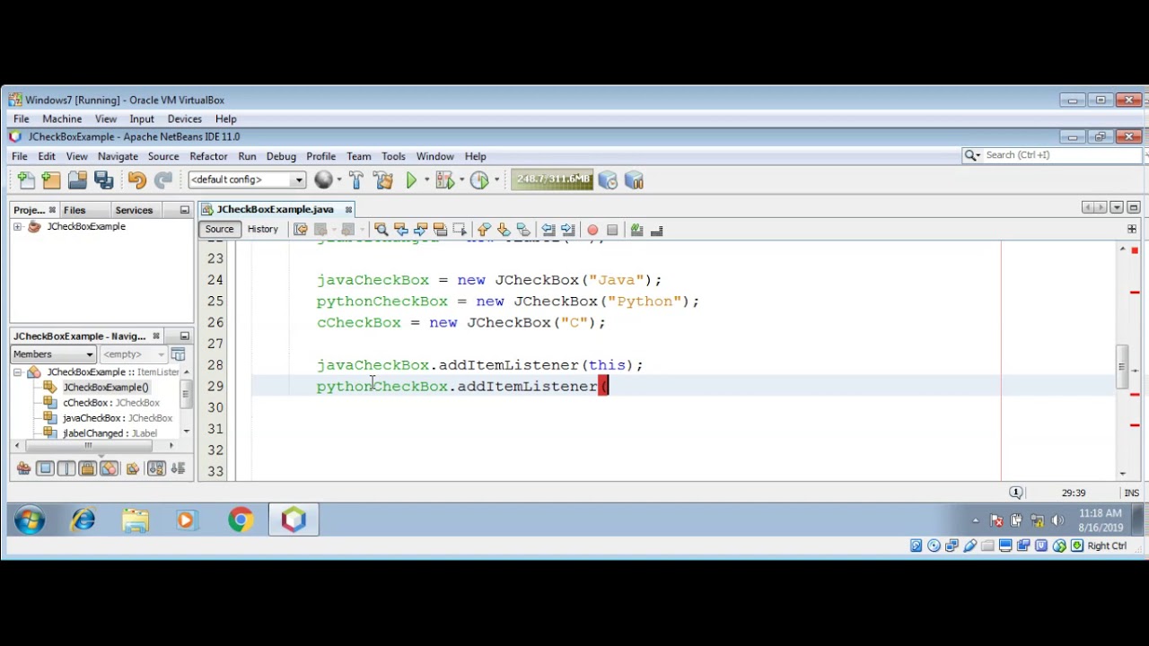 Java Swing JCheckBox ItemListener Example