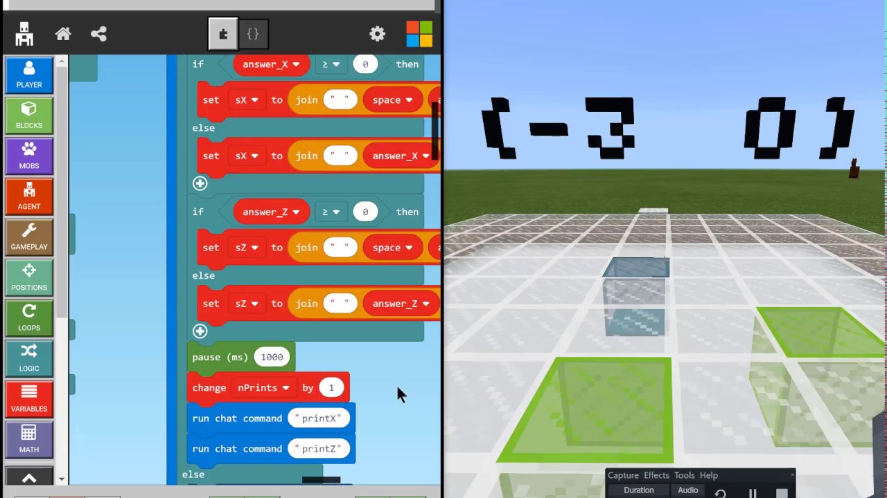Coordinates Tutor in MakeCode for Minecraft