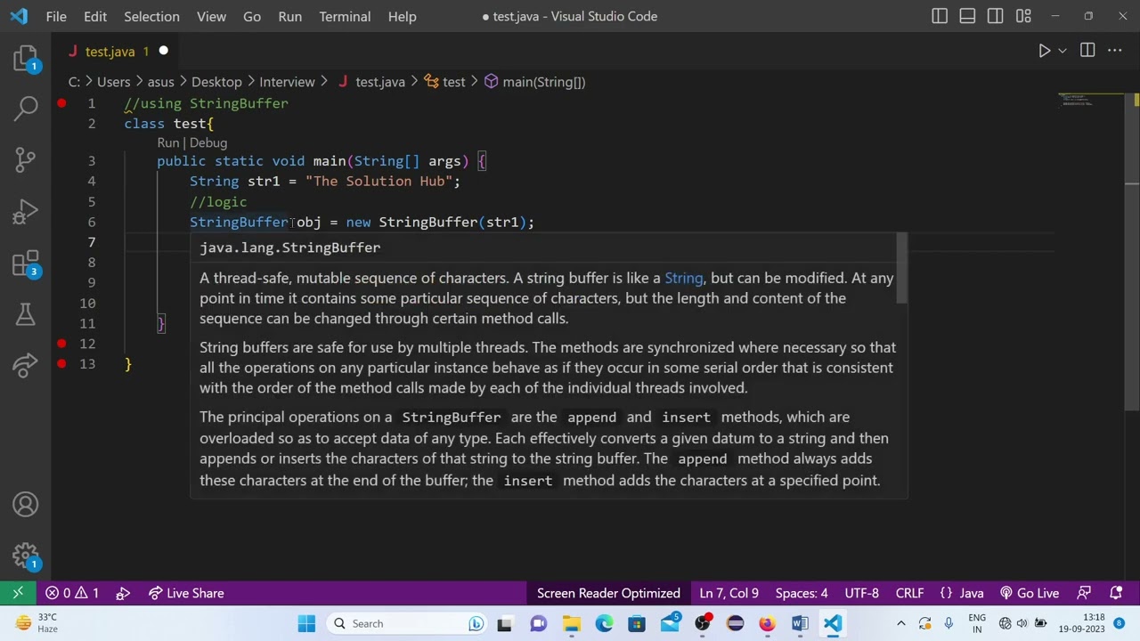 #3-  Reverse A String Using StringBuffer Method | Interview Coding Questions #javacode