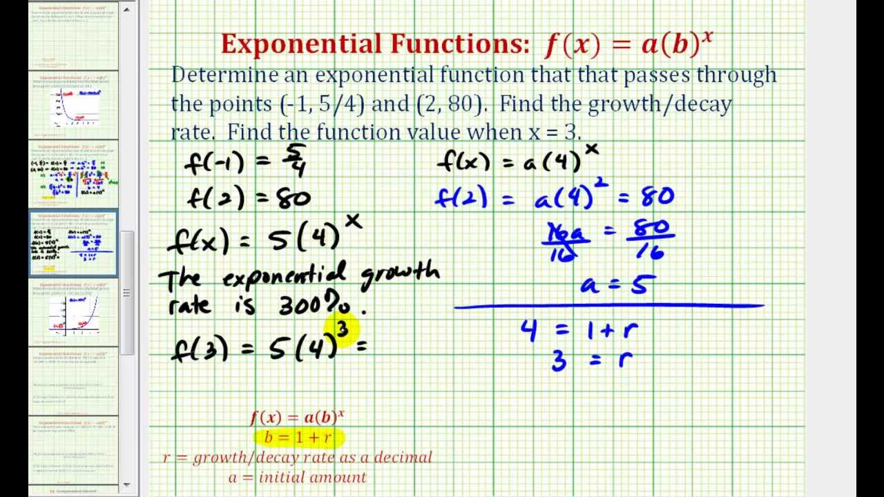 Ex:  Find an Exponential Function Given Two Points - Initial Value Not Given