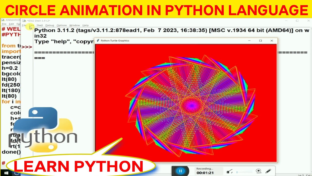 Circle Animation in Python Programming | Animation programming in Python Language | Learn Python