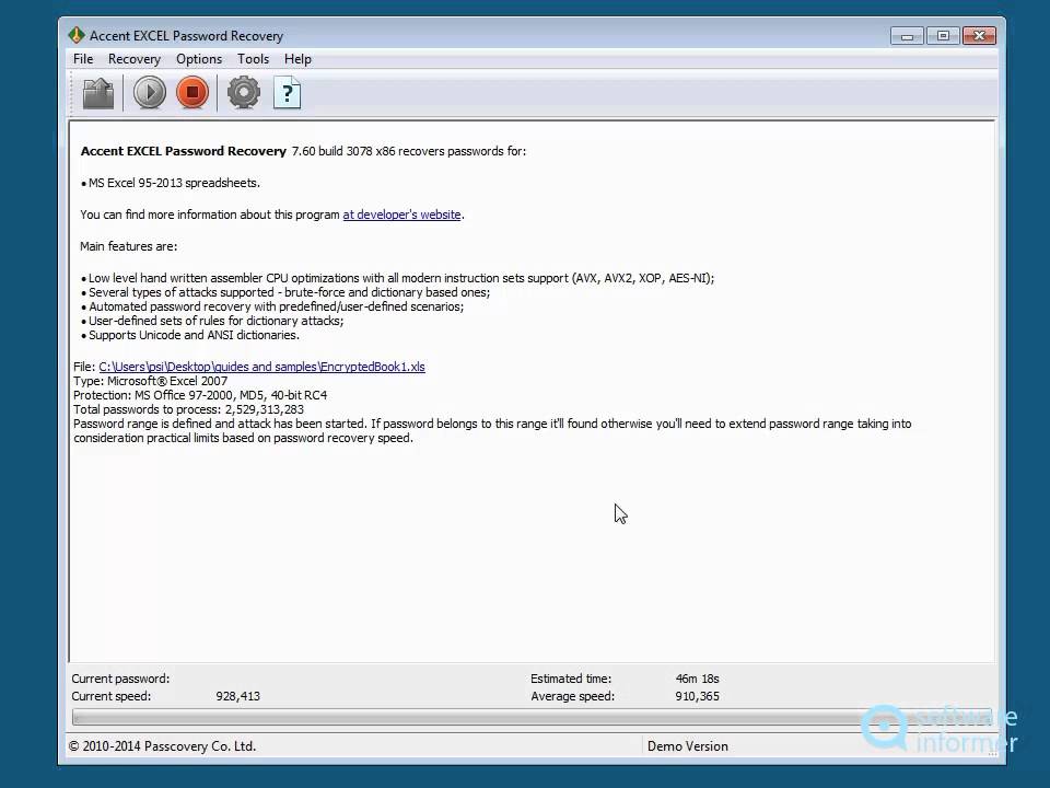 Accent EXCEL Password Recovery - a first look