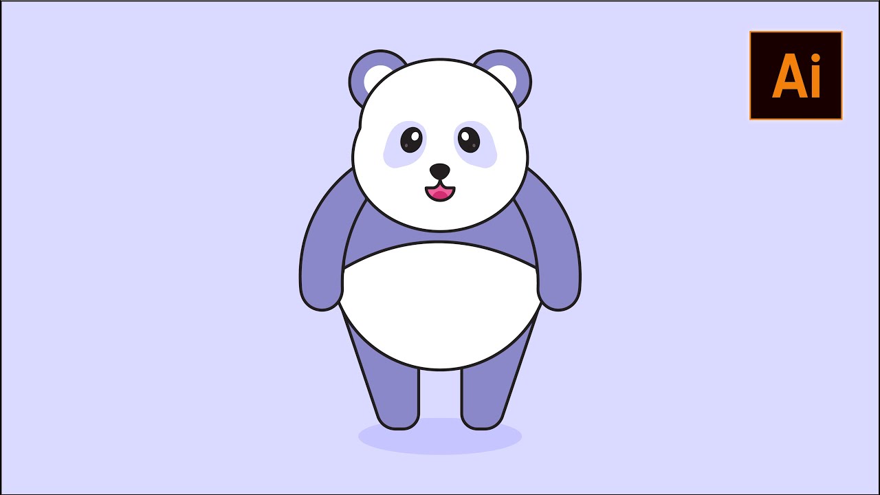 Cute Panda Drawing | Adobe Illustrator Speed Art Tutorial