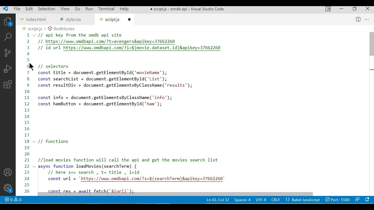Movie info website using javaScript | omdb  api