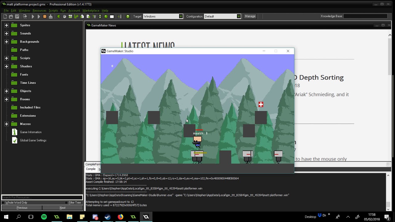 GameMaker Complete Platformer Tutorial HealthAmmo Edit