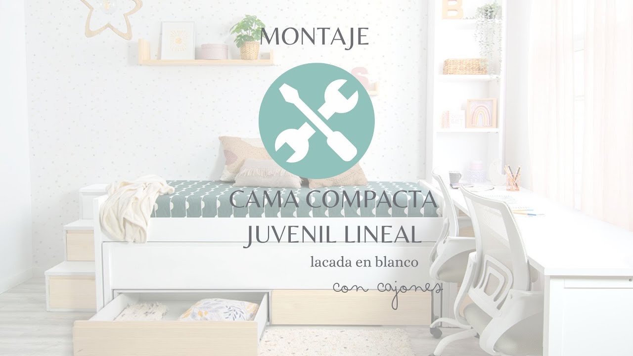 Como montar una cama Compacta Juvenil Lineal con 2 cajones - Bainba