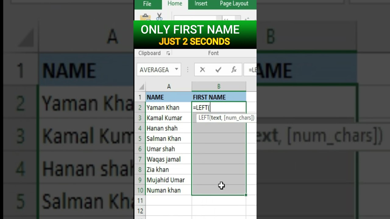 Find & Left Function in excel