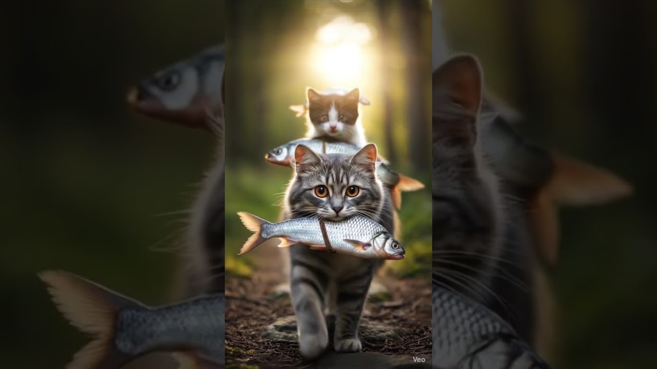 “Cute Cat & Kitten Catch Fish 🐱🎣” #shorts #viralshorts #explorepage #viral #shortvideo #aivideo