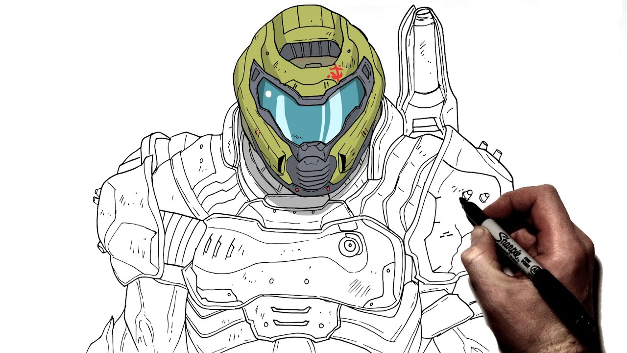 How To Draw Doom Slayer | Step By Step | Doom Eternal