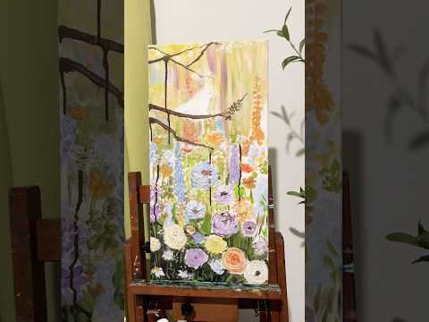My new Artwork in progress🩵 #acrylicpainting #flowerspainting #shortvideo #shorts