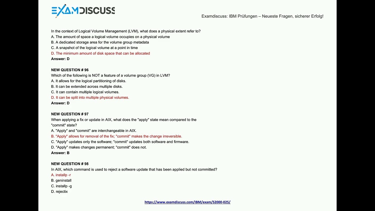 [Mar, 2026] Examdiscuss S2000-025 PDF Dumps and S2000-025 Exam Questions (Q84-Q99)