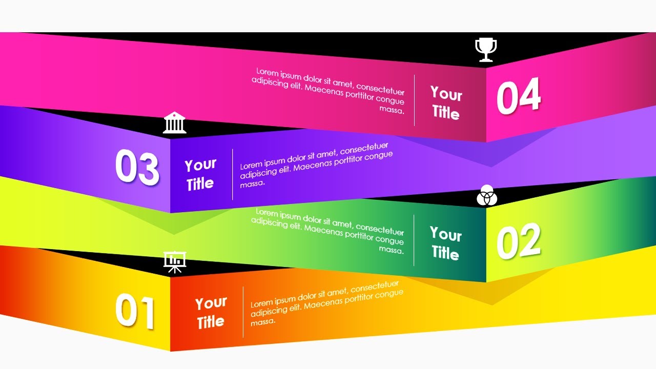 Create 4 Step 3D Infographic Slide in PowerPoint