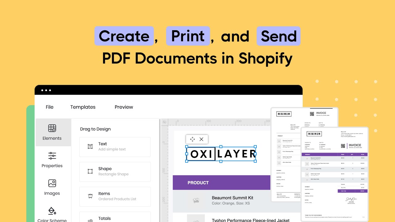 Quick App Tour - Oxilayer PDF Invoice Order Printer App for Shopify