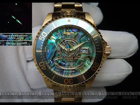Invicta 23454 Grand Diver Green Abalone Automatic Gold