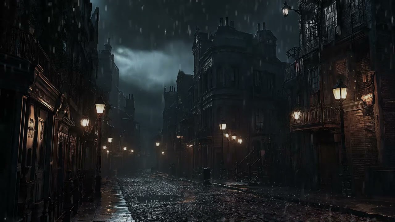 Victorian London Street in a Thunderstorm | Dark Gothic Rain Ambience | Artstation Concept Style