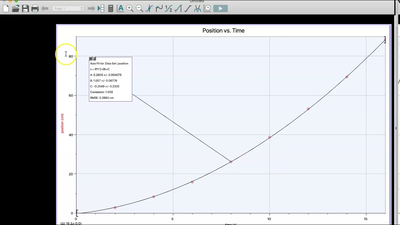 Accelerated Motion Lab plotted on Logger Pro
