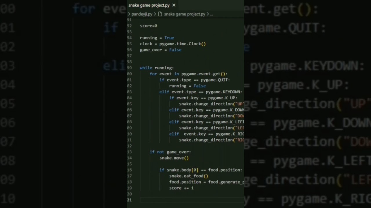 snake game in python pygam #shortsvideo #short