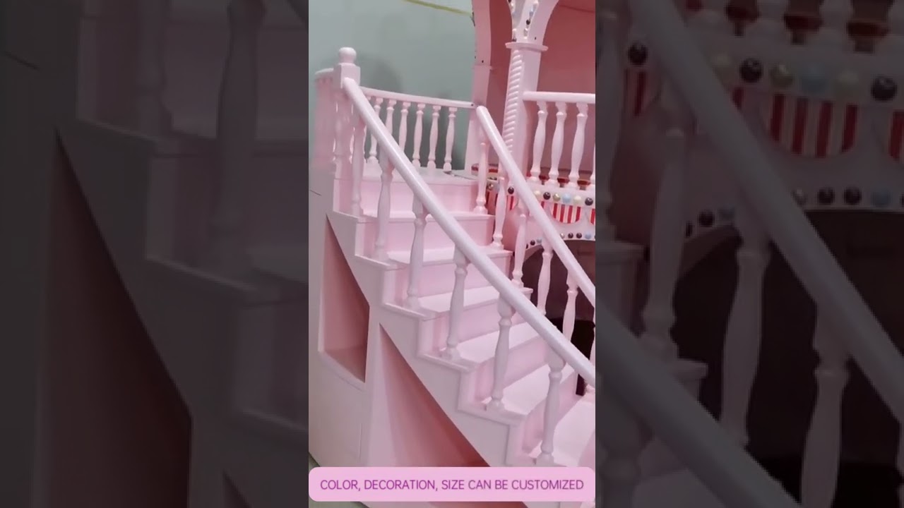 Pink round castle bed for kids