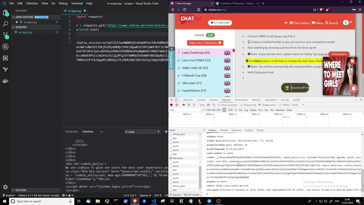 Web Scraping : Sessions, Requests, Cookies & JSON