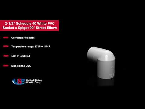 2-1/2" Schedule 40 White PVC Socket x Spigot 90° Street Elbow | U.S. Plastic Corporation®