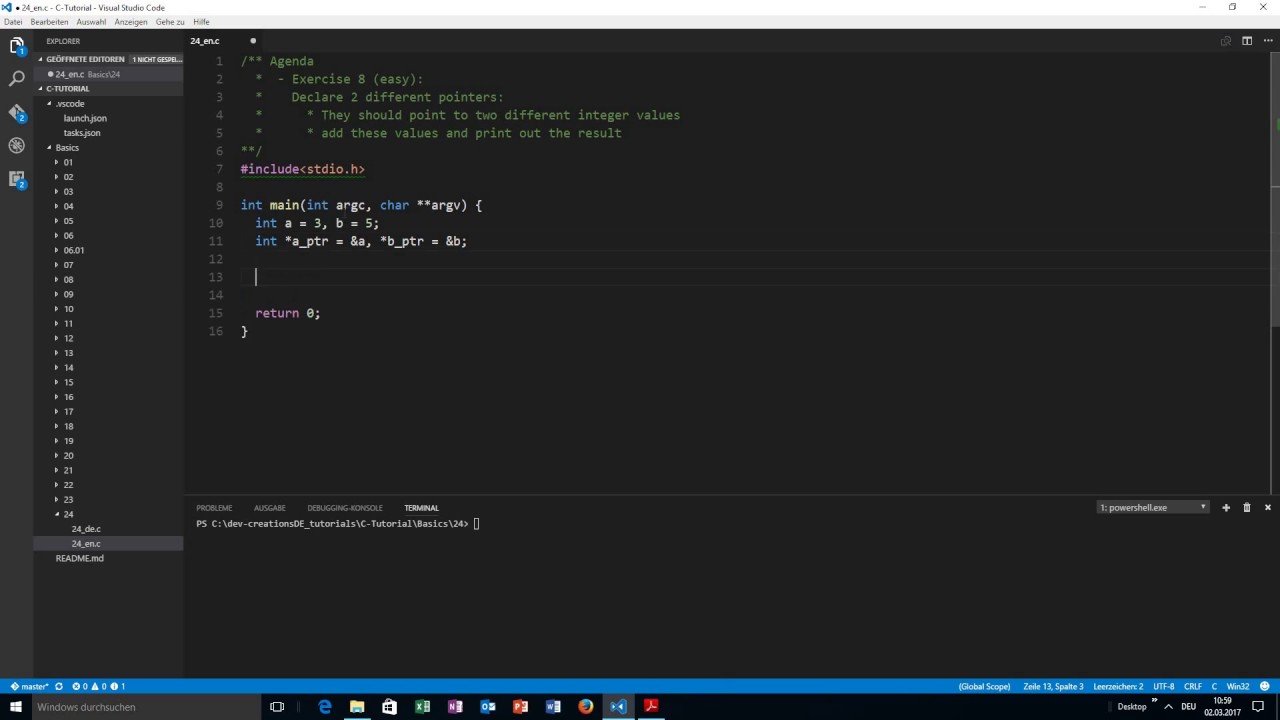 01.24 - C Basics - Exercise 8: Easy pointer exercise