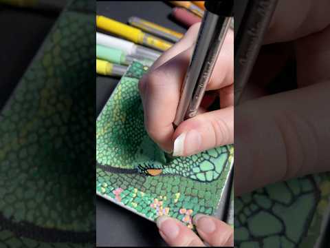 Vibrant Green Tree Python: A Miniature Artistic Study with Paint Markers