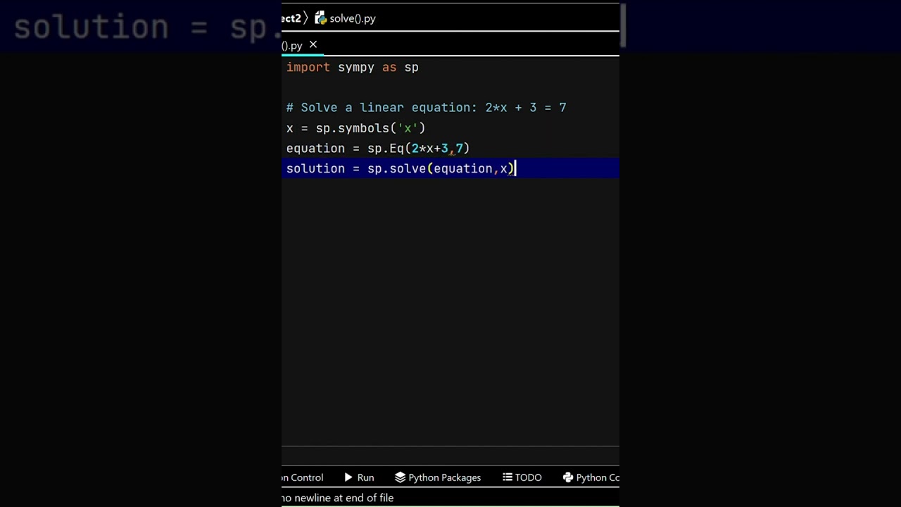 the solve() Function in SymPy: Solving Equations with Python