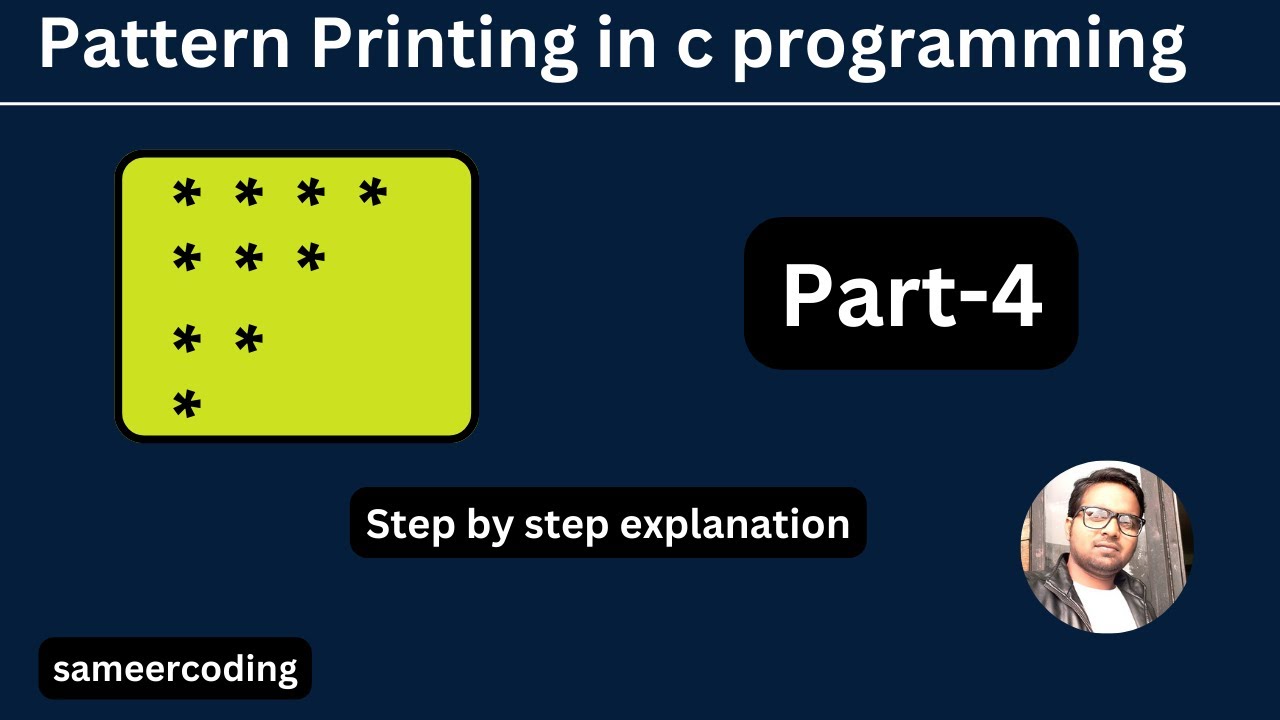 Pattern Printing in C Programming | Star Pattern part-4 | sameercoding