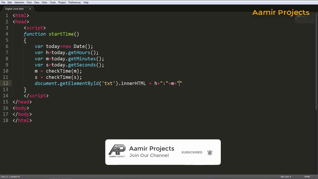 How to create a Simple Digital Watch using JavaScript || JavaScript Tutorials