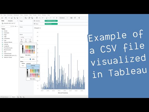 Example of a CSV visualized in Tableau